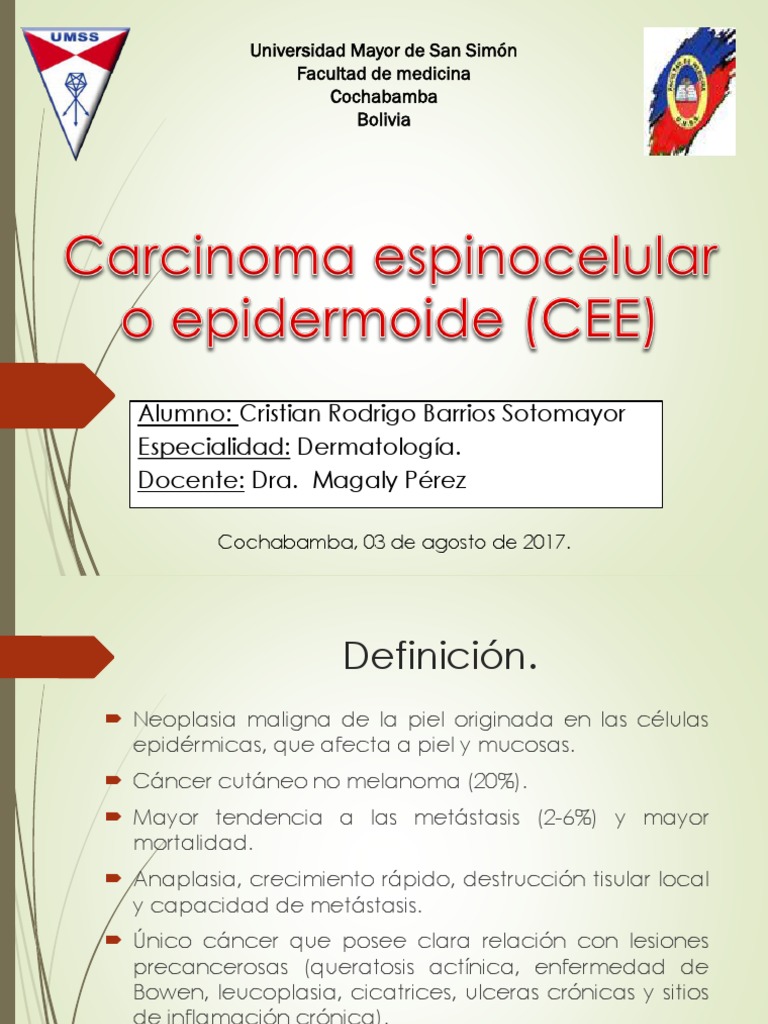 Carcinoma Espinocelular o Epidermoide (CEE) | PDF | Cáncer | Neoplasias