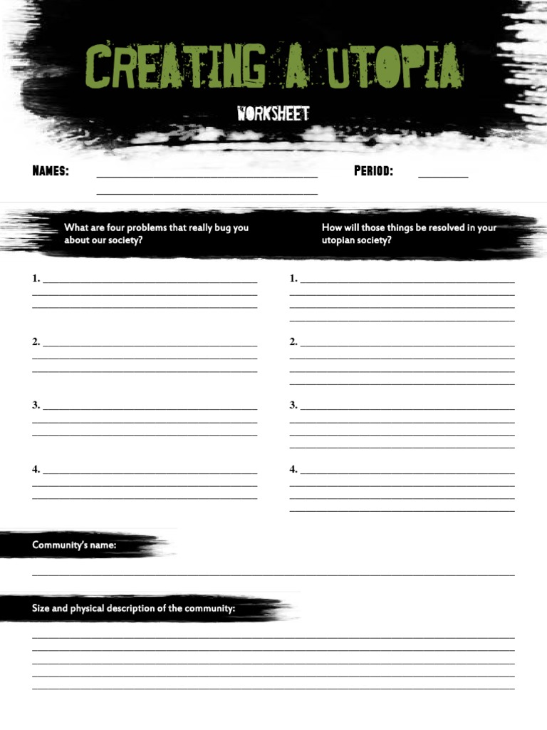 Creating A Utopia Worksheet PDF | PDF | Utopia | Fictional Locations