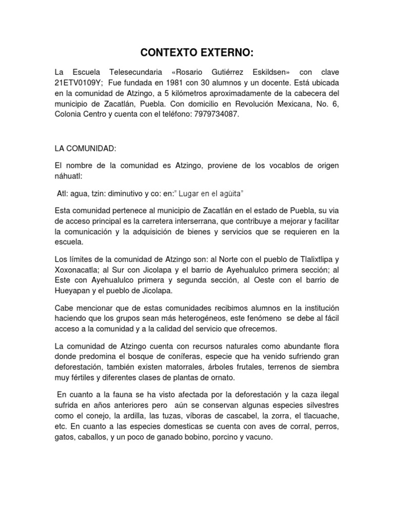 Contexto Externo | PDF | Educación primaria | Educación Secundaria