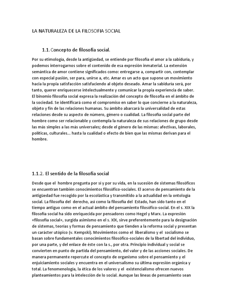 Concepto de Filosofía Social | PDF | Esencia | Sociedad