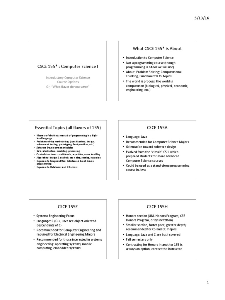 CSCE155 | PDF | Computer Science | Matlab