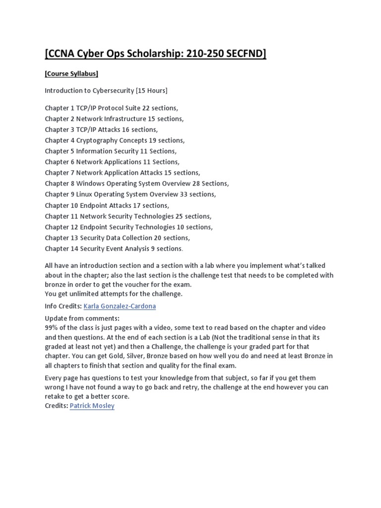 CCNA Cyber Ops SECFND Course Syllabus | PDF