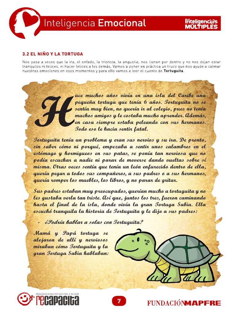 Calmamos Nuestras Emociones El Cuento Del Niño y La Tortuga | PDF