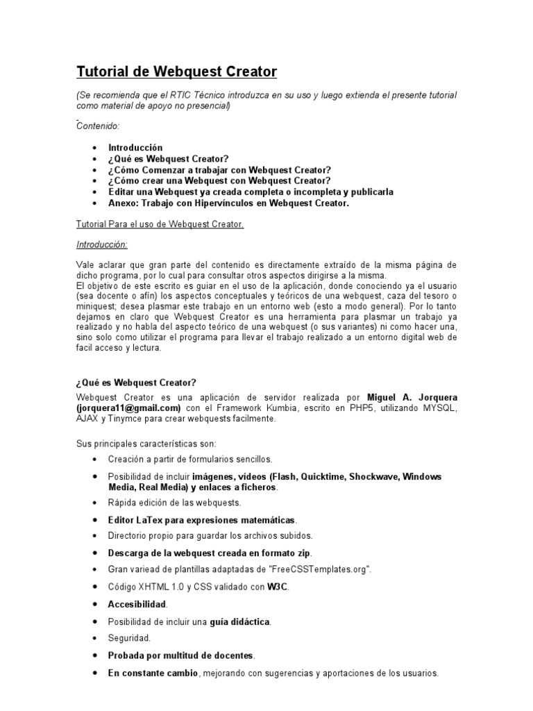Tutorial WebQuest Creator: Http://webquest - Cepcastilleja.org/majwq/wqm | PDF | Contraseña ...