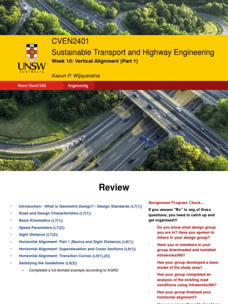 CVEN2401 - Week10 (1) - Vertical Alignment - Part 1 PDF | PDF | Slope ...