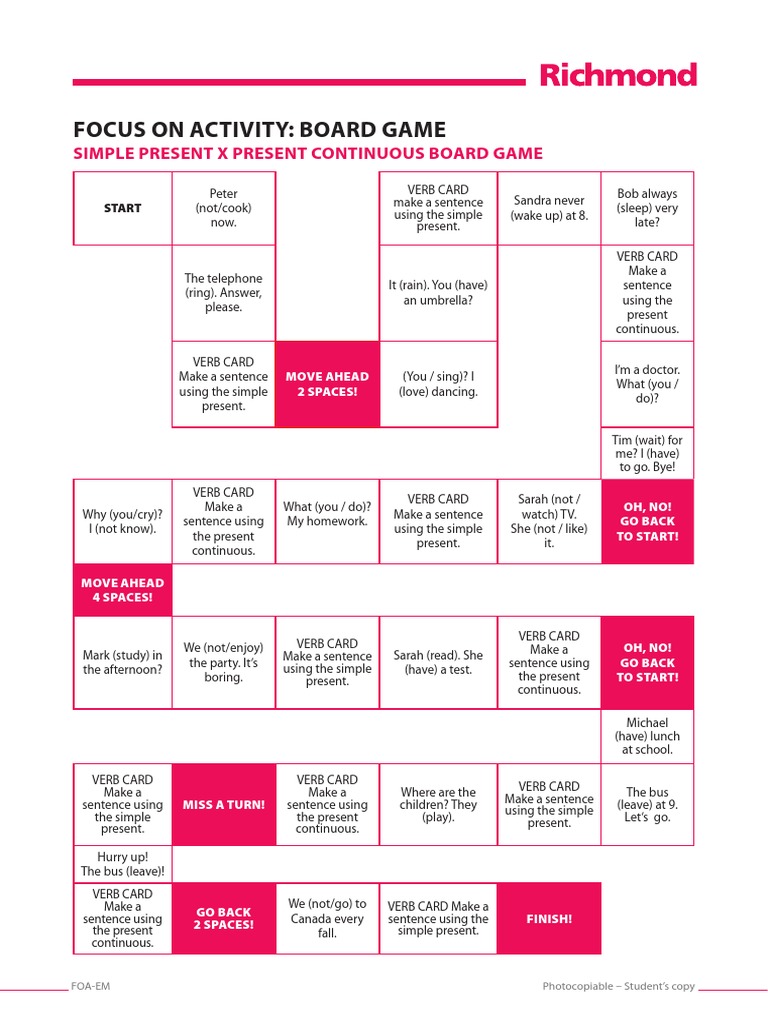 FOCUS ON EM Past-Simple-Vs-Past-Continuous-Game PDF | PDF