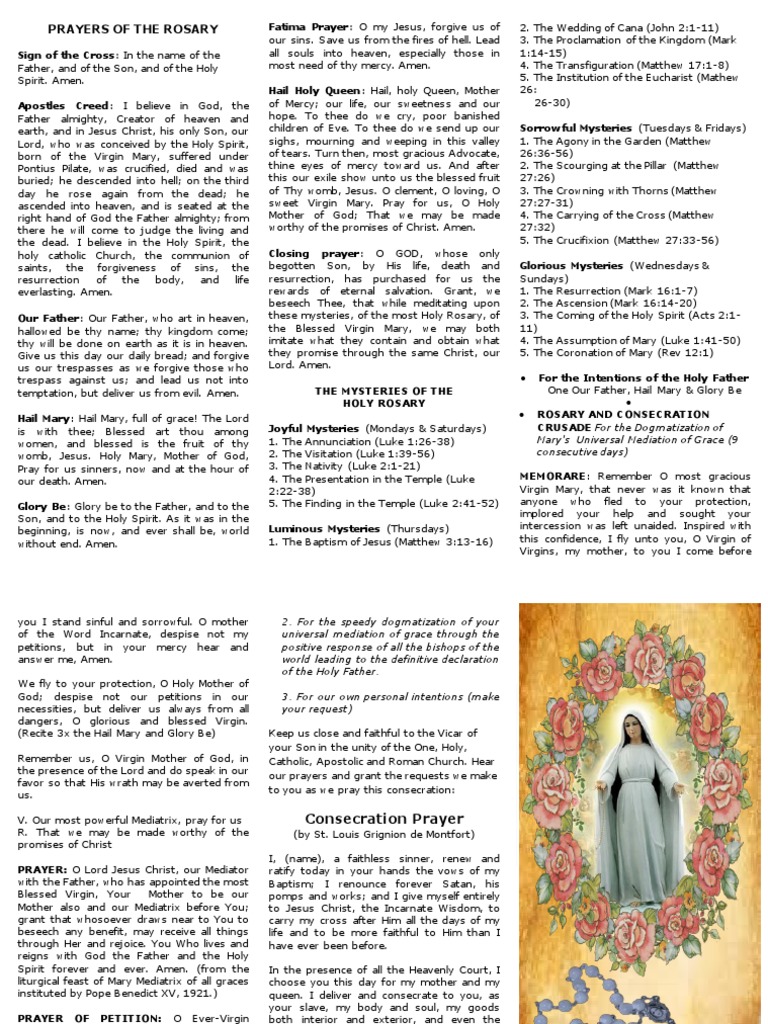 Prayers of The Rosary and Consecration | PDF | Mary, Mother Of Jesus | Rosary
