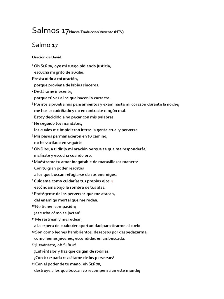 Salmo 17: Oración de David NTV | PDF