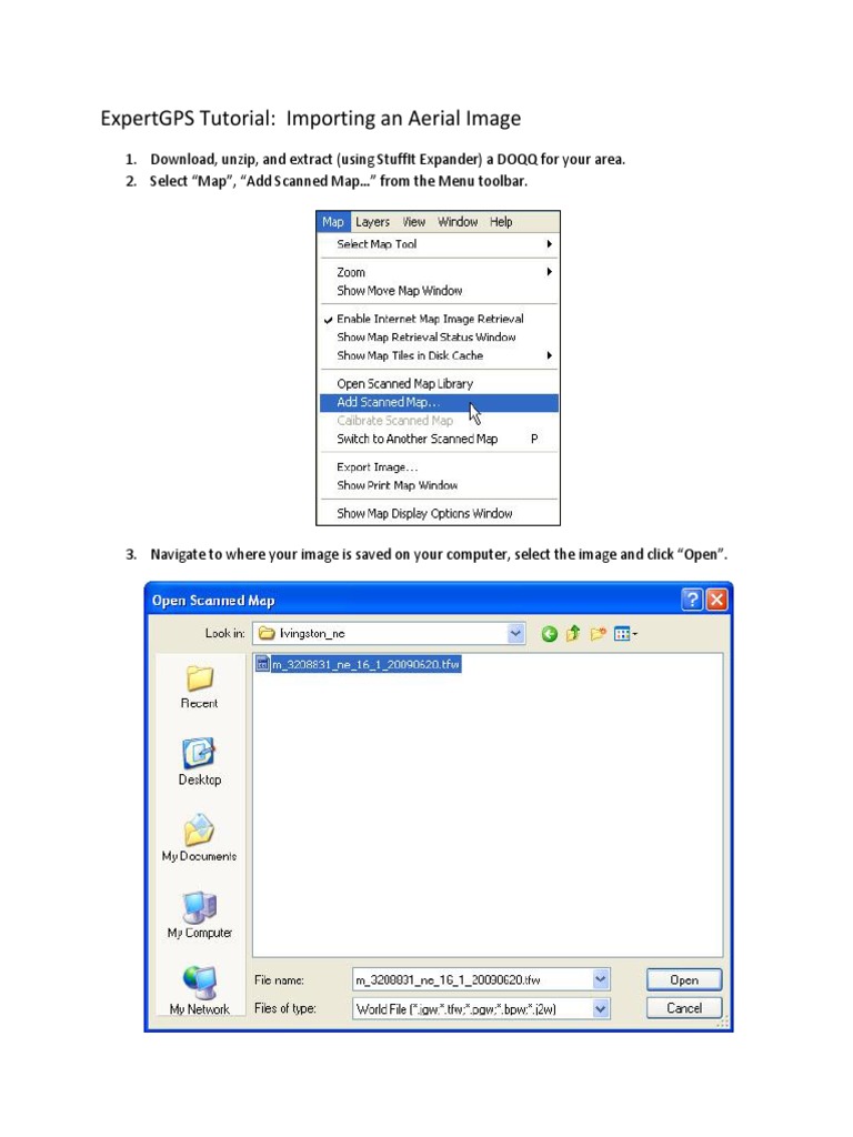 Expertgps Tutorial: Importing An Aerial Image | PDF | Infographics ...