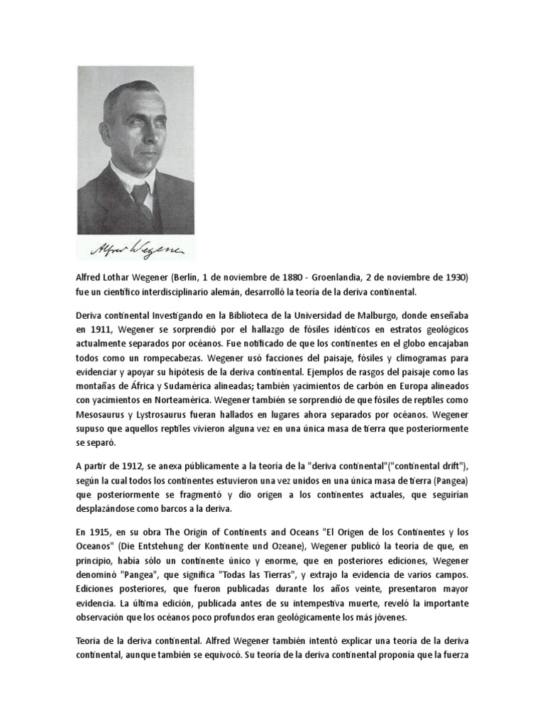 Alfred Lothar Wegener | PDF | Continente | Geología
