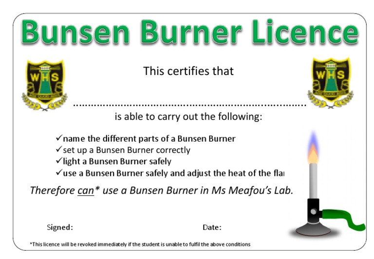 Bunsen Burner Licence | PDF