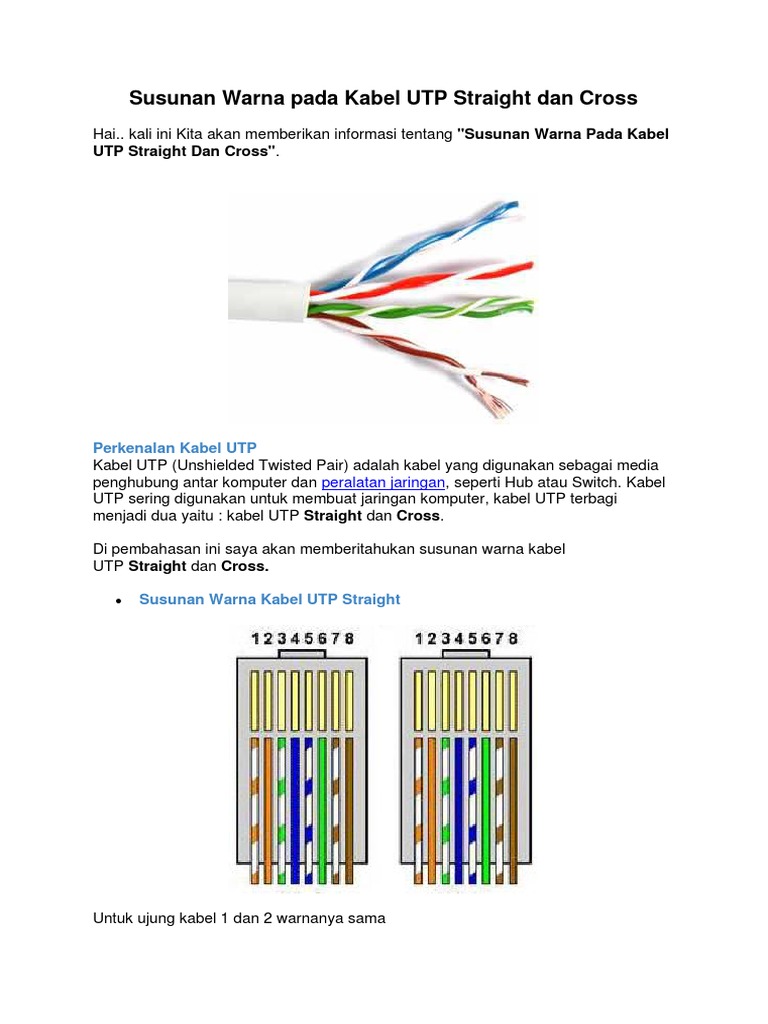 Susunan Warna Pada Kabel UTP Straight Dan Cross | PDF