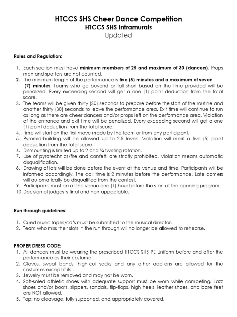 HTCCS SHS Cheer Dance Competition Criteria For Judging | PDF ...