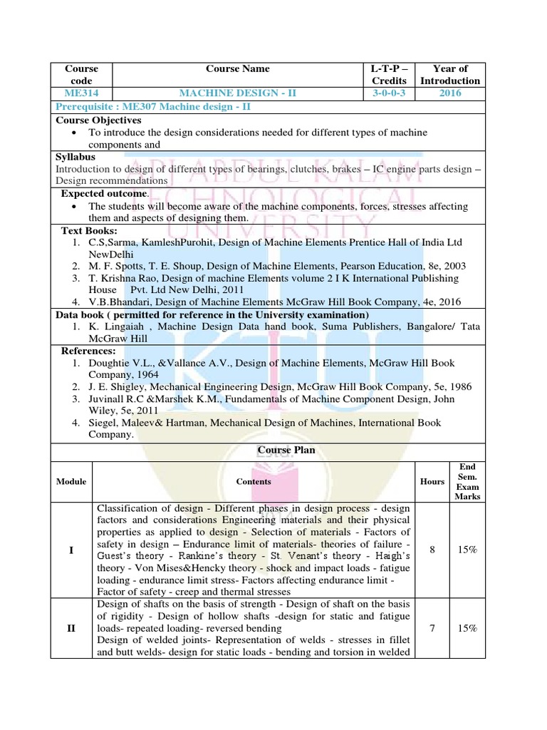 ME314 Machine Design - II | PDF | Gear | Bearing (Mechanical)