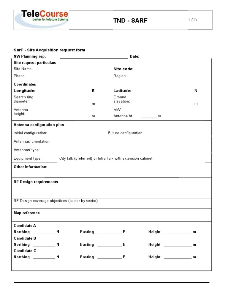 Site Acquisition Request Form Guide | PDF