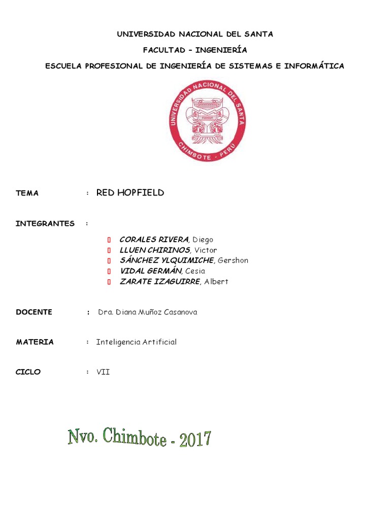 Red Hopfield | PDF | Neurona | Red de computadoras