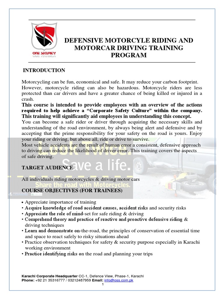 Defensive Driving Proposal | PDF | Traffic Collision | Motorcycle