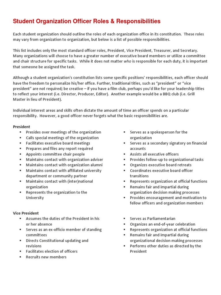 Lead OfficerRoles 2009 PDF | PDF | Secretary | Board Of Directors