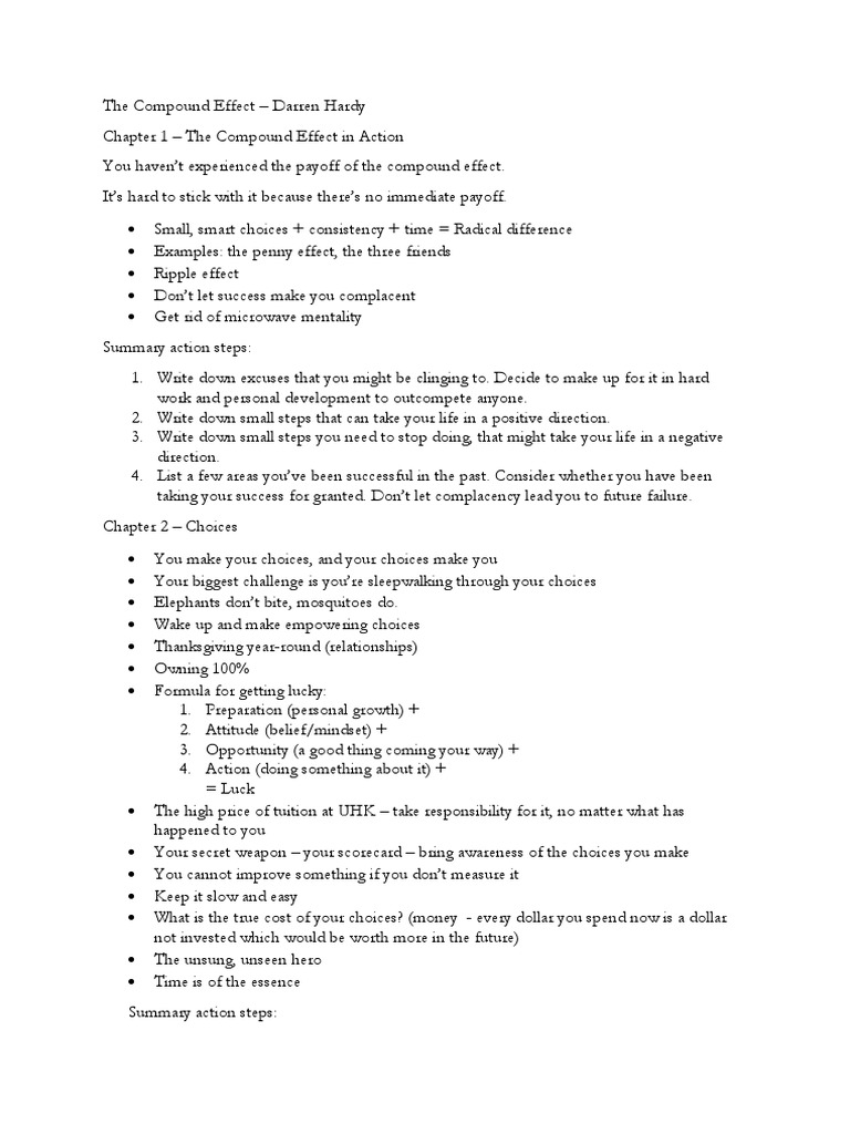 The Compound Effect - Notes | PDF | Habits | Delayed Gratification