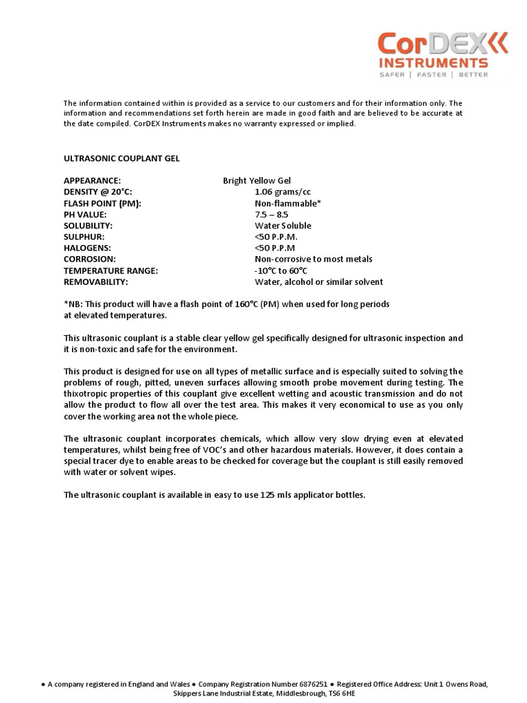 UT Couplant Gel-MSDS | Download Free PDF | Materials | Chemistry