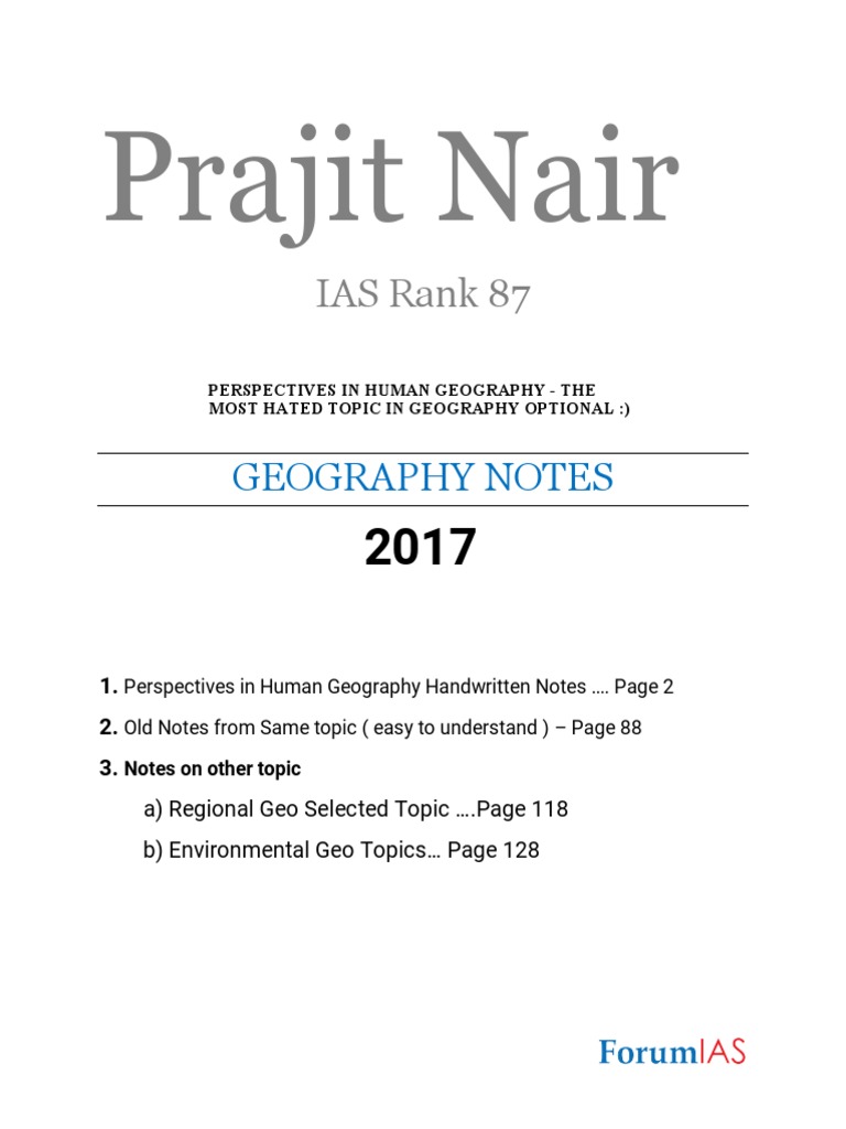 Prajit Nair Geography Notes Xaam - in | PDF