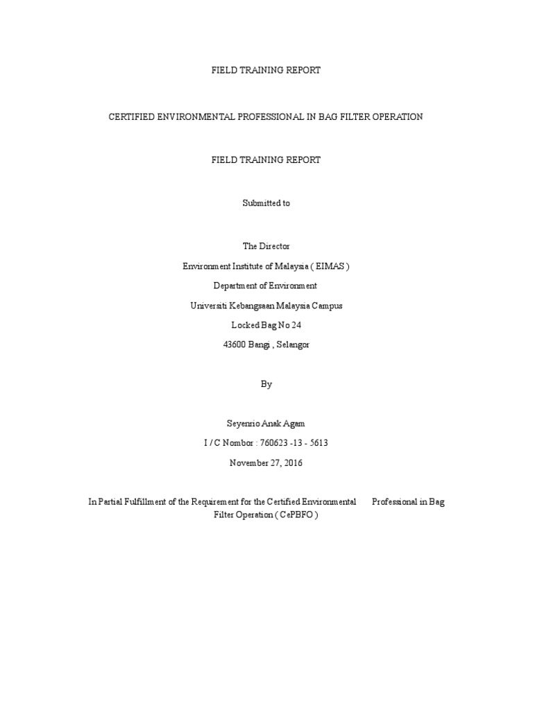 Field Training Report | PDF