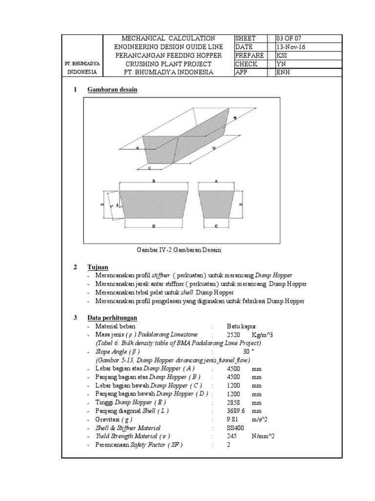 Formula Calculation Hopper Padalarang (Indonesia) Rev 0 | PDF