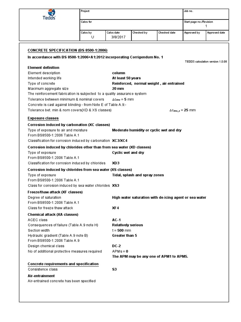 Concrete Specification (BS8500) | PDF | Corrosion | Concrete
