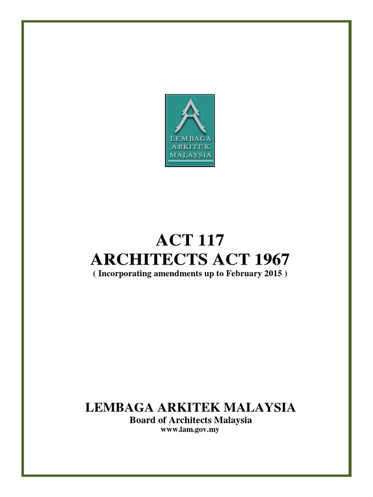 Architects Act 1967 Amendments Up To Feb 2015 | PDF | Architect | Legal ...