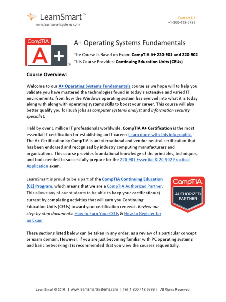 A Operating Systems Fundamentals Course Map | PDF | Comp Tia ...