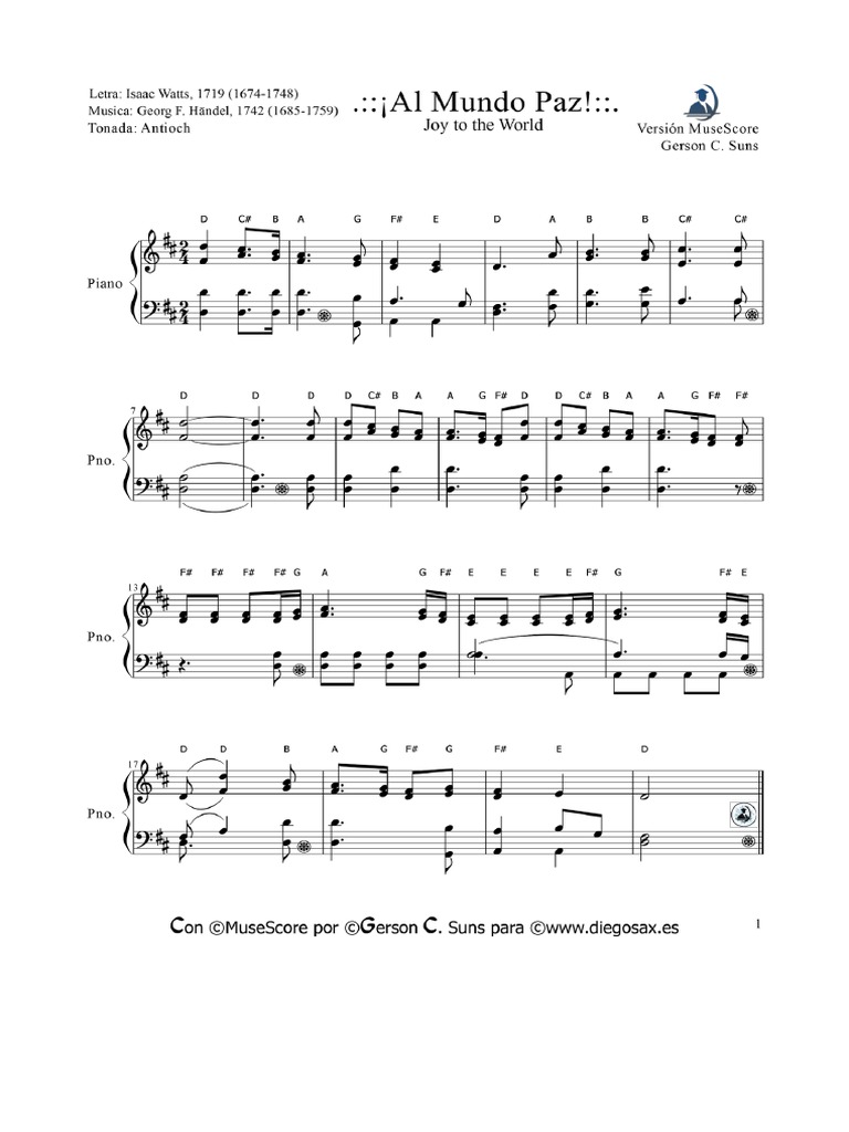 Al Mundo Paz Piano | PDF