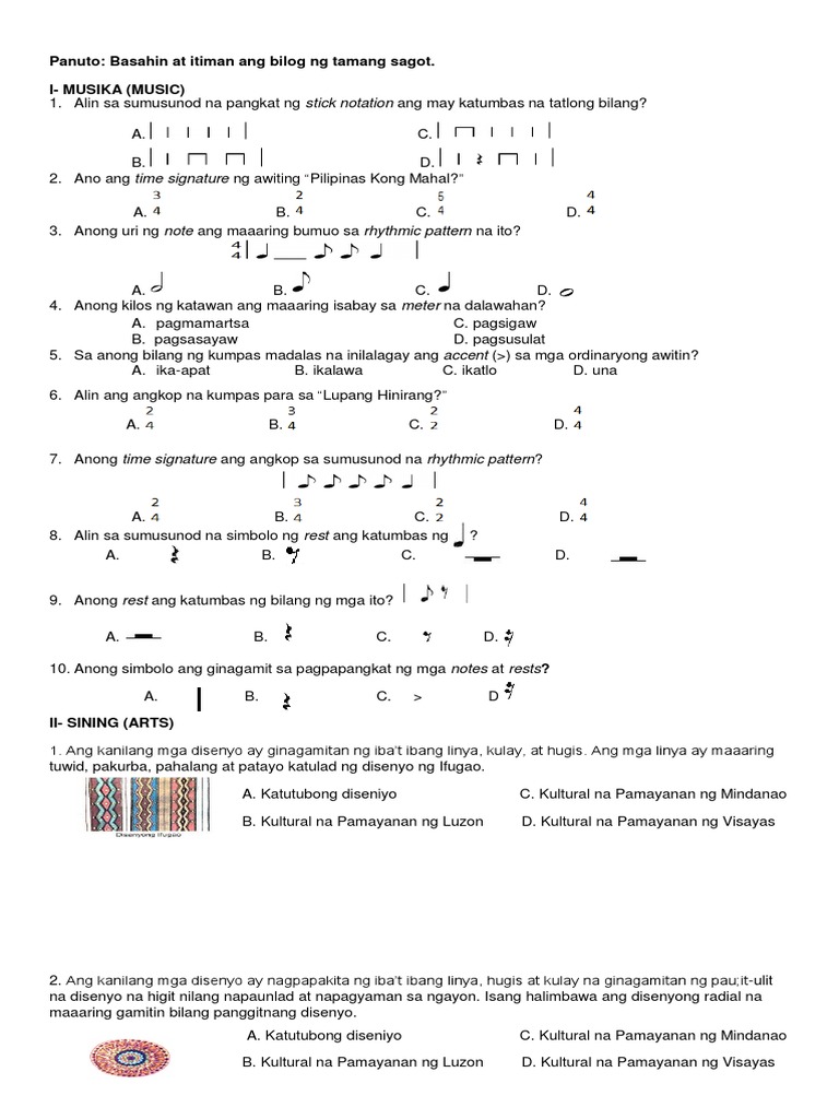 1st Periodic Test-Mapeh4 | PDF