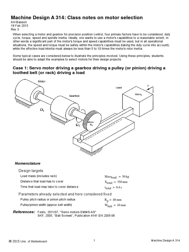 Motor Selection Example | PDF | Transmission (Mechanics) | Belt ...