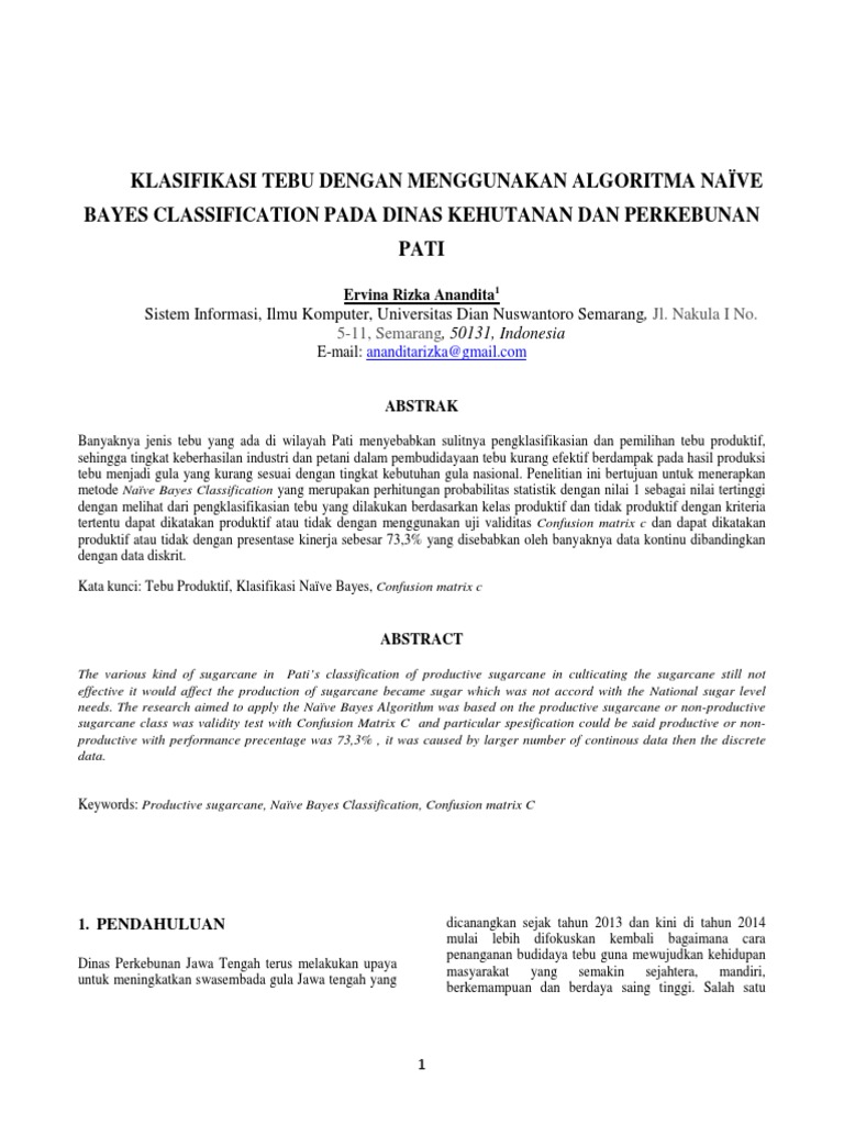 Klasifikasi Tebu Dengan Menggunakan Algoritma Naïve Bayes ...