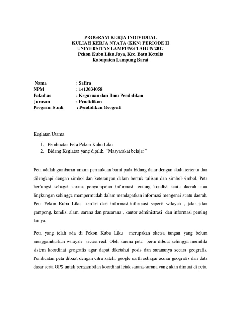 Program Kerja Pembuatan Peta KKN SAFIRA | PDF