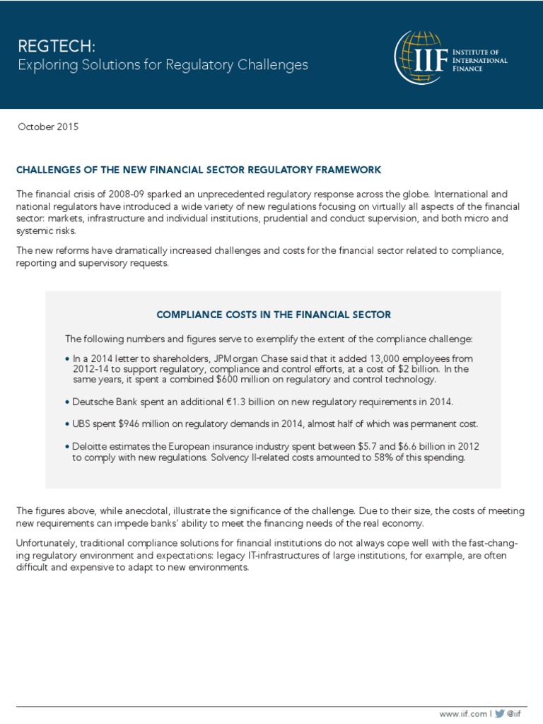 RegTech: Solutions for Financial Compliance | PDF | Financial ...