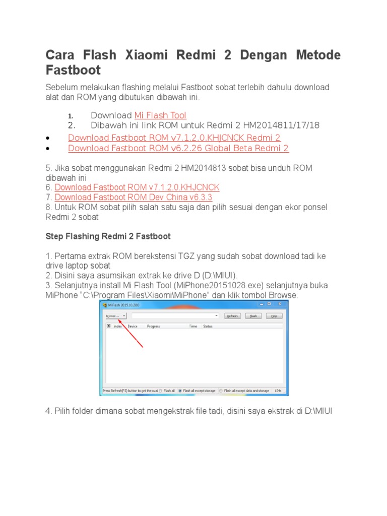 Cara Flash Xiaomi Redmi 2 Dengan Metode Fastboot | PDF