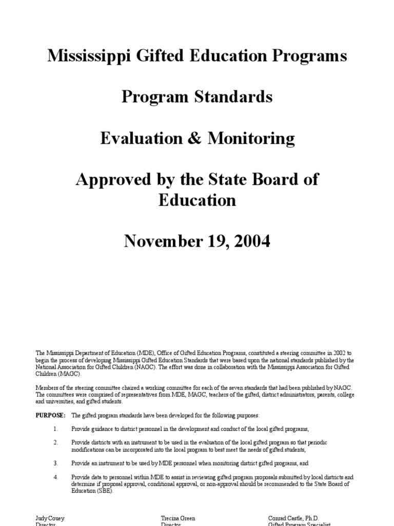 Gifted Program Standards 2004 | PDF | Gifted Education | Intellectual ...
