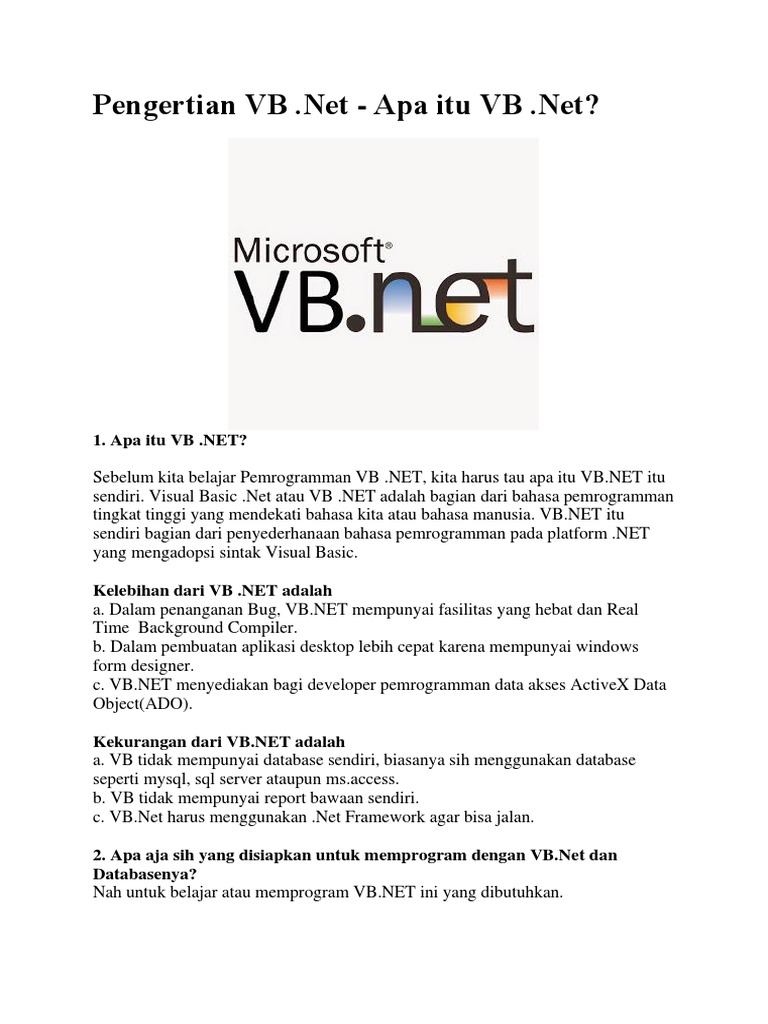 Tutorial Gratis VB Net Paling Lengkap | PDF