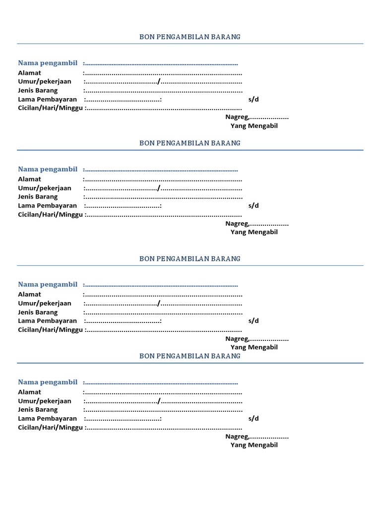 Bon Pengambilan Barang | PDF