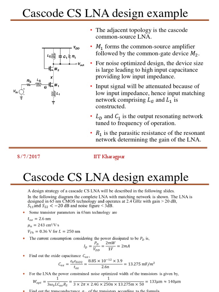 Cascode CS LNA Design Example | PDF Cascode CS LNA Design Example | PDF