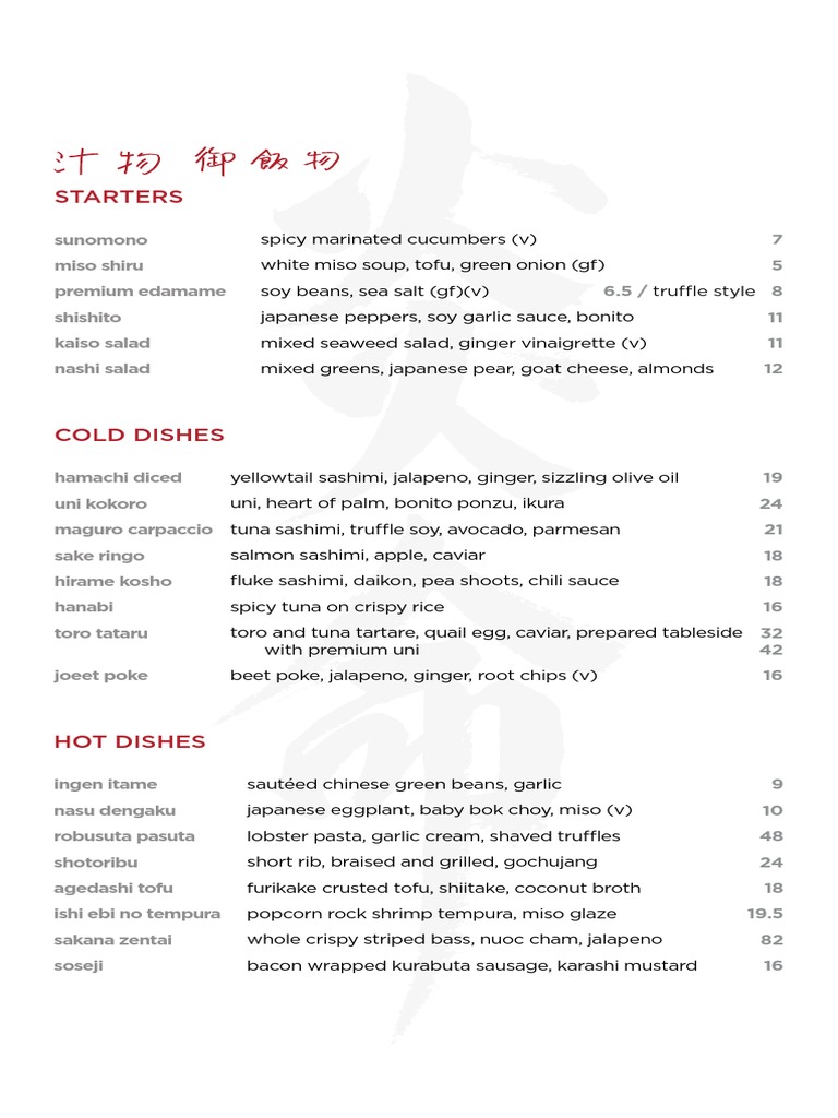 Katana Menu | PDF | Sushi | Salad
