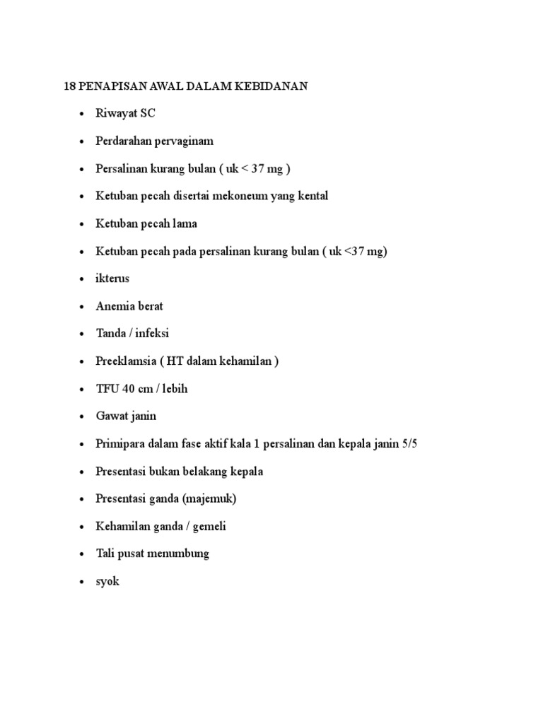 18 Penapisan Awal Persalinan | PDF