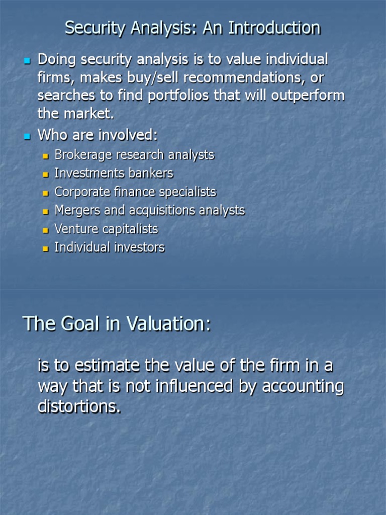 01 Security Analysis | PDF | Financial Analyst | Valuation (Finance)