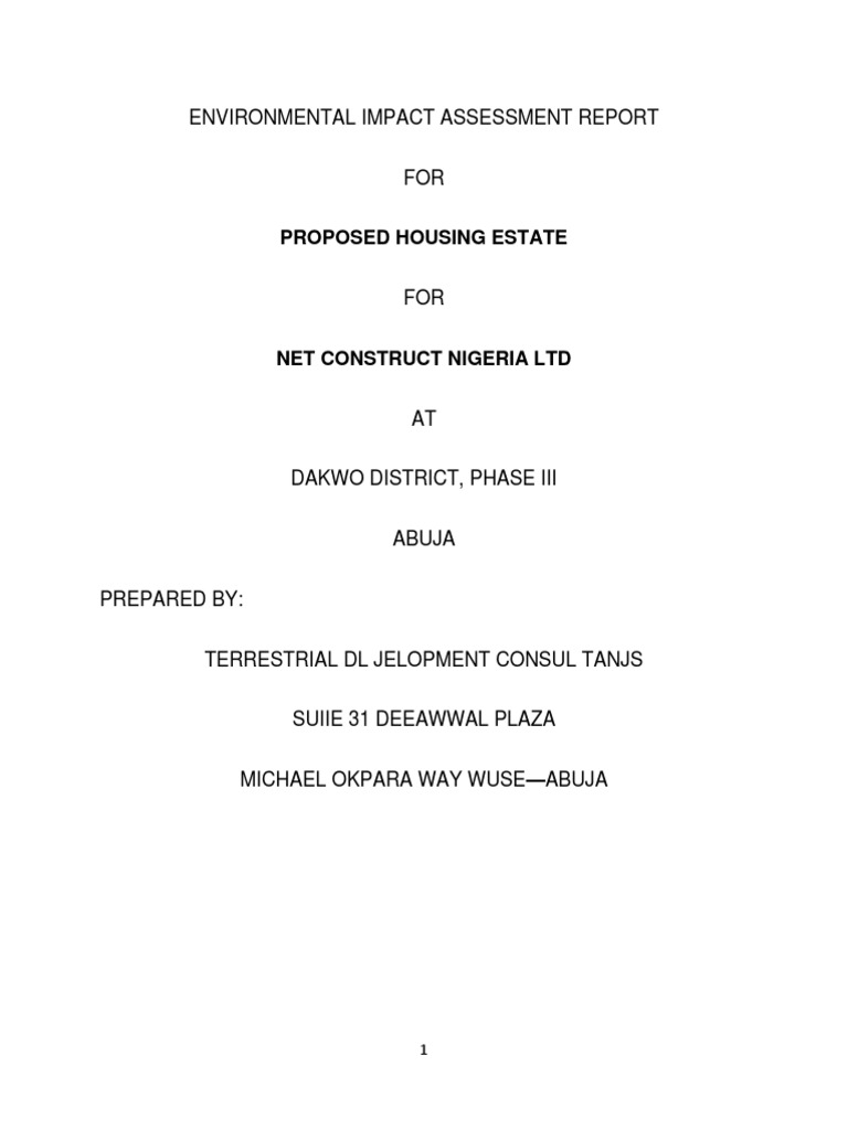 EIA Report for Proposed Housing Estate | PDF | Environmental Impact ...