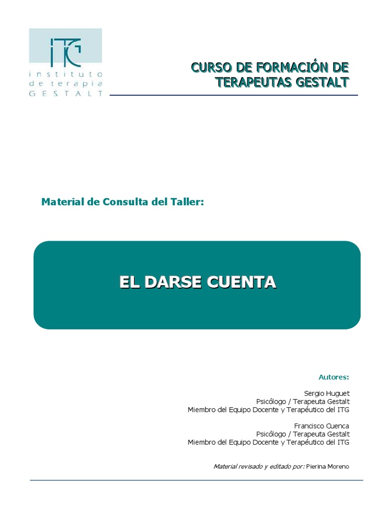 El Darse Cuenta PDF | PDF | Terapia Gestalt | Psicoterapia