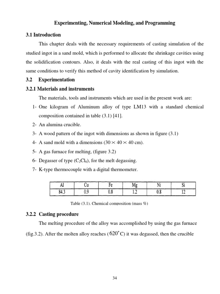 Experimenting Numerical Modeling And Programming Table 31 Chemical Composition Mass