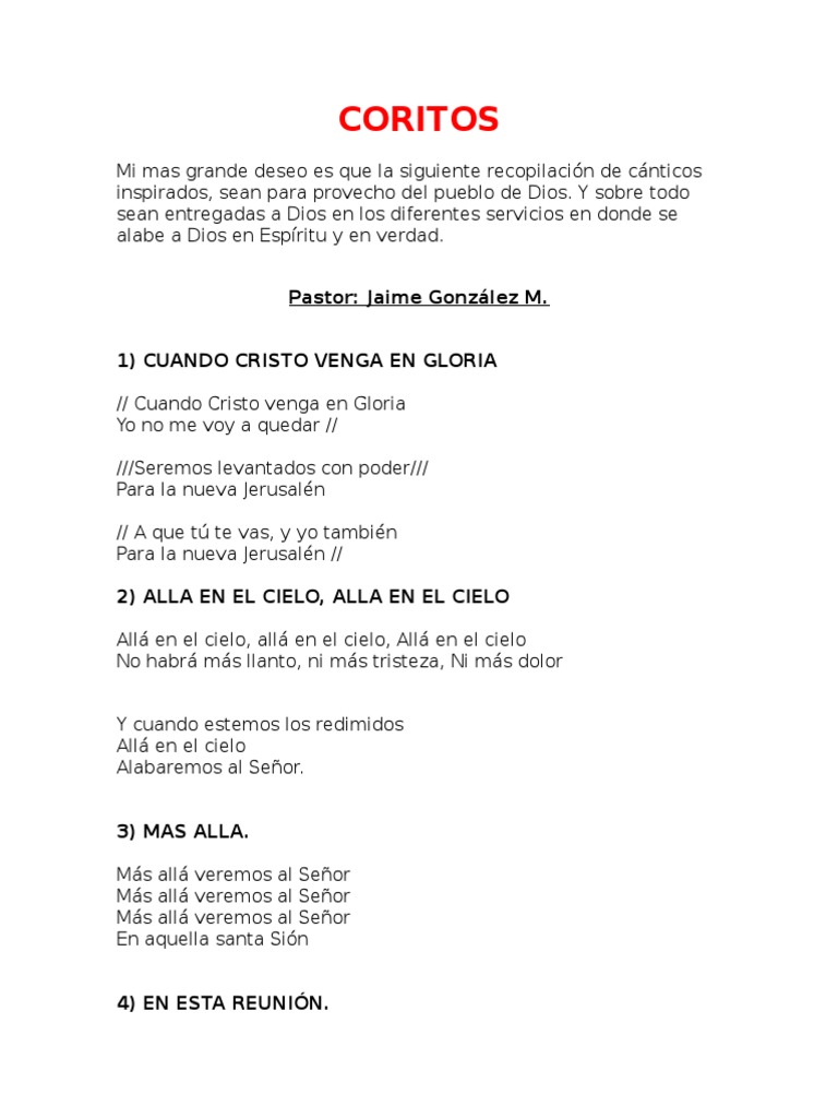 CORITOS | PDF | Cristo (título) | Oración