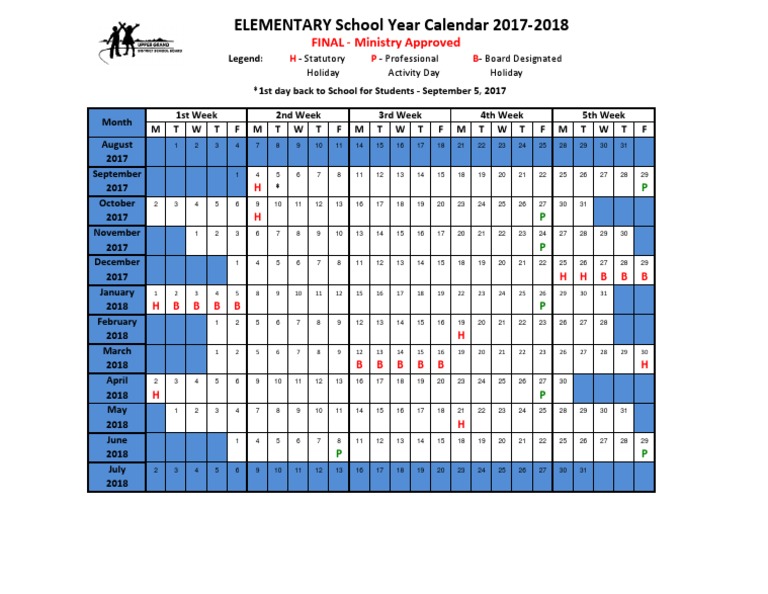 2017-18 Elementary Final Calendar | PDF