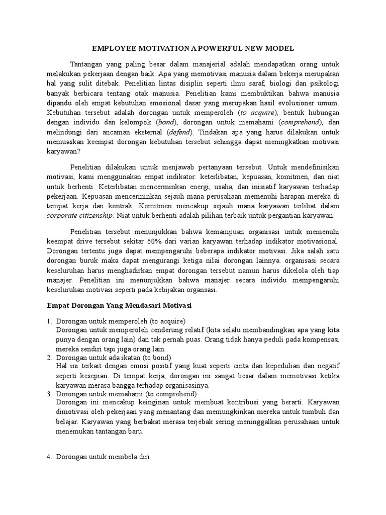 Employee Motivation A Powerful New Model | PDF